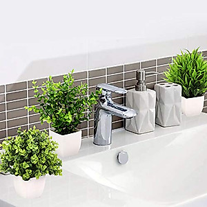 GREENTIME 3Pack Mini Fake Plants in Pots,Artificial Plastic Eucalyptus Plants,Wheat Grass Potted Faux Plants Indoor for Office Desk Coffee Table Bathroom Bedroom Home Decorations