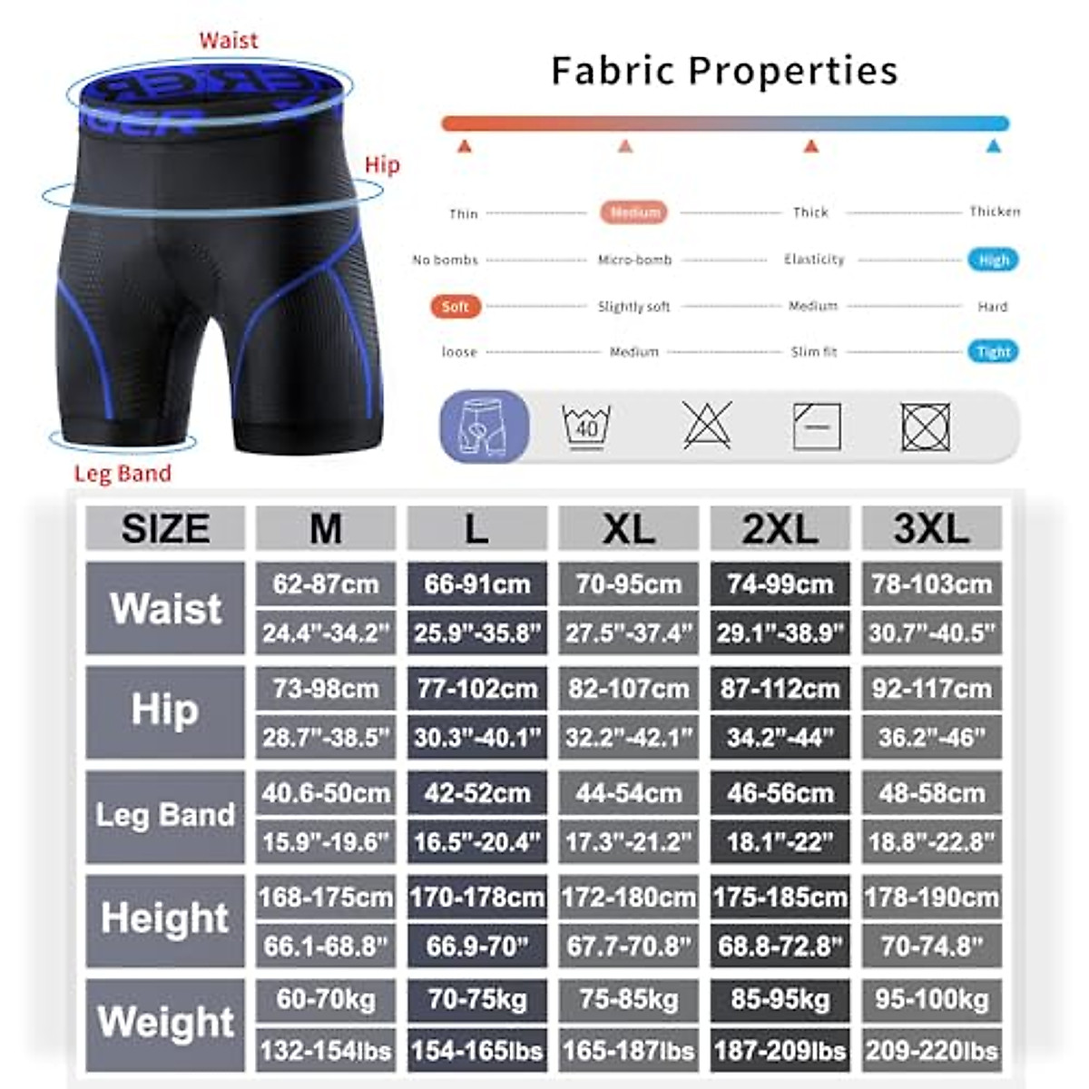 X-TIGER Men's Bike Shorts 5D Padded Cycling Shorts for Men, Mountain Road Bicycle Riding UPF 50+ Cycle Shorts Zipper Pockets