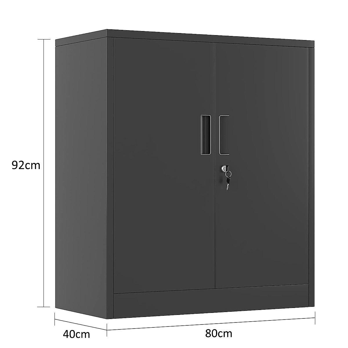 iJINGUR Metal Storage Cabinet with Locking Doors and 2 Adjustable Shelves, Small Lockable Steel Storage Cabinets for Garage Home Office Basement Pantry Classroom and Workshop (Black)