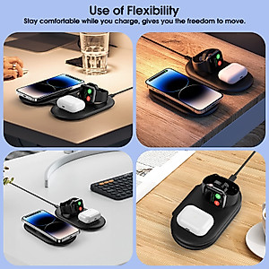 Wireless Charging Station, Folding Magnetic Travel Wireless Charger Pad for Apple, Fast Charging Station for iPhone 15/14/13/Pro Max, Compatible with Apple Watch Ultra/9/8/7 AirPods 3/Pro, Charger-Pad