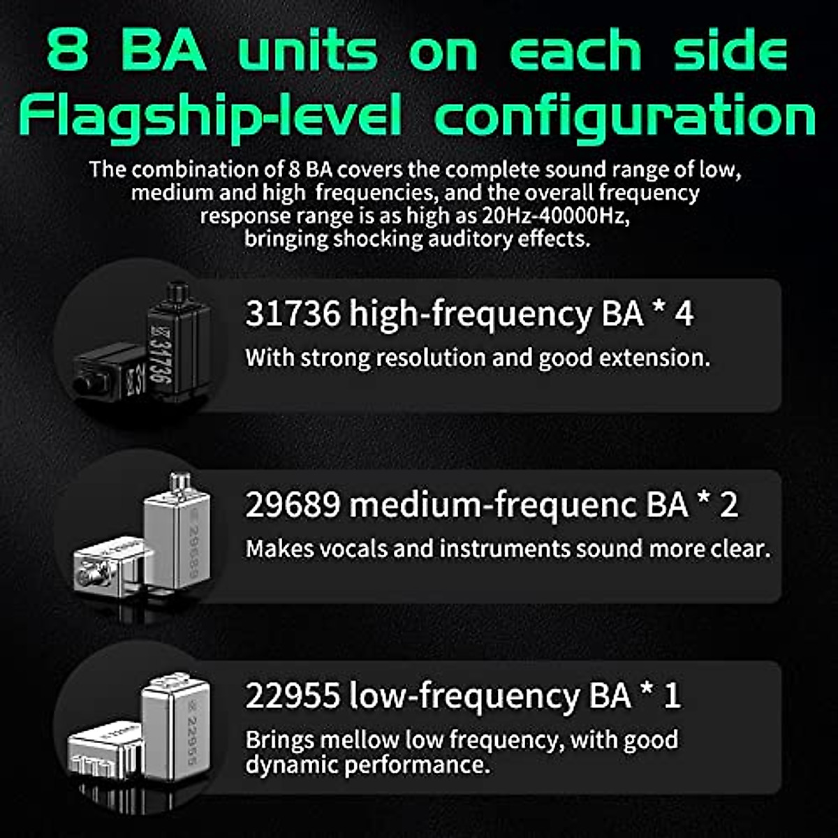 KZ AS16 Pro 8 Balance Armatures in-ear Monitor Headphones, KZ 2022 New HiFi Music Earbuds Earphones for Studio Recording, Stereo Sound Gaming Earbuds Positioning Headsets(without MIC, BLACK)