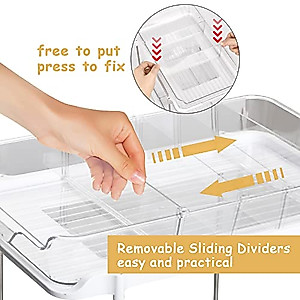 Simetufy 2-Tier Bathroom Organizer with Free-Sliding Dividers, Stackable Kitchen Under Sink Organizers and Storage Slide-Out, Bathroom Countertop Cabinet Organization Medicine Make Up Storage Bins