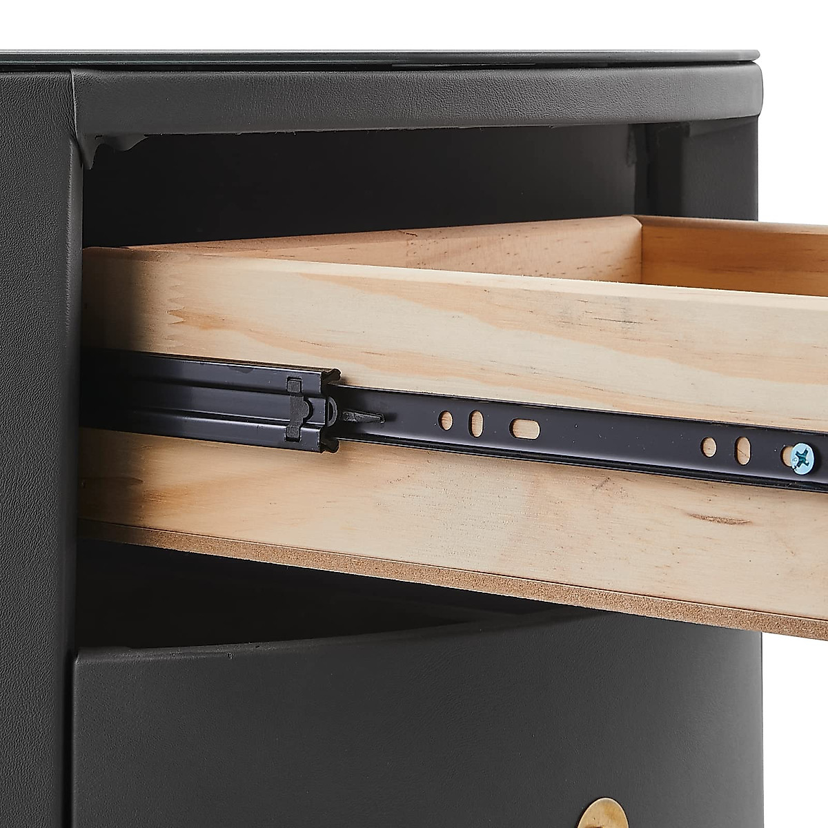 CLIPOP Modern Nightstand with 3 Drawers, Smart Nightstands with Wireless Charging Station, Adjustable Led Light, Faux Leather Surface Bedside Table No Assembly, Dark Grey