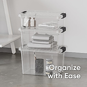 Superio Clear Storage Box with Lid, 8.75 Quart Plastic Container Bins for Organizing, Stackable Crates, BPA Free, Non Toxic, Odor Free, Organizers for Home, Office, School, and Dorm