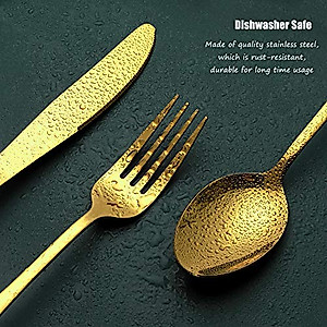 Gold Silverware Set Stainless Steel, 40 Piece Anti-Rust Mirror Polished Flatware Gold Utensils Set Service for 8 with Gift Packaging, Dishwasher Safe