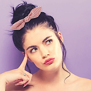 Yaomiao 12 Pieces Bow Hair Scrunchies Bunny Ear Scrunchies for Bow Silk Bowknot Bobbles Elastic Hair Ties Ropes for Women(Wave Point)