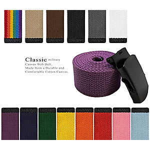 ALC-1-5 Military Belt Canvas Belt Web Belt Non Leather Belt Black Buckle/Tip One Size fits all, 1-1/2" Wide (Black)