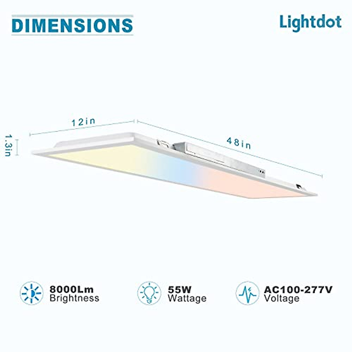 1x4 led Flat Panel Light,CRI90 3CCT 3000K/4000K/5000K Dimmable 0-10V, 8000LM,LED Light Drop Ceiling Fixture,Flat Panel Led Light,Ceiling Panels LED Troffer LED Lay for Office-Commercial Grade