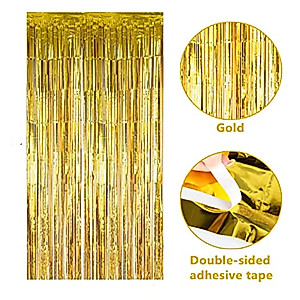 Black Gold Birthday Party Decoration Set, Including Happy Birthday Banner, Balloons, Metallic Fringe Curtain, Flower Pompoms, Golden Crown, Suit Perfect For Girls or Boys, Men or Women Birthday Party