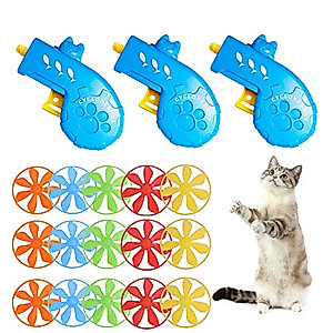 18 Pieces Cat Fetch Toy with Colorful Flying Propellers Set, Cat Playing Tracking Interactive Toys for Kitten Indoor and Outdoor Chasing Training Hunting