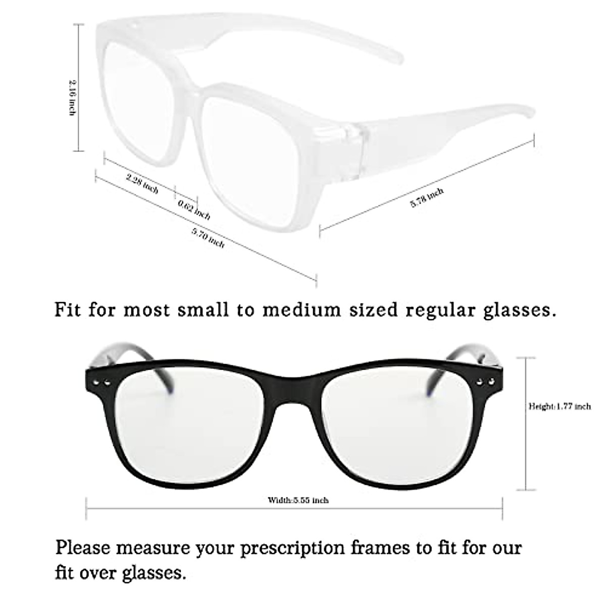 OPTOFENDY Fit over Blue Light Blocking Glasses, Large Anti Blue Light Glasses Fit over Prescription Glasses for Men Women