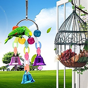 Shuohu Bird Chewing Toy,Pet Bird Bell String Chain Parrot Bite Hanging Cage Decoration Random Color