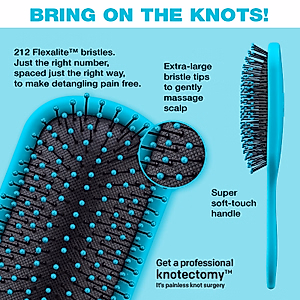 The Knot Dr. hair brush by Conair - Detangling hair brush - Removes Knots and Tangles in wet or dry hair - detangler brush - Blue