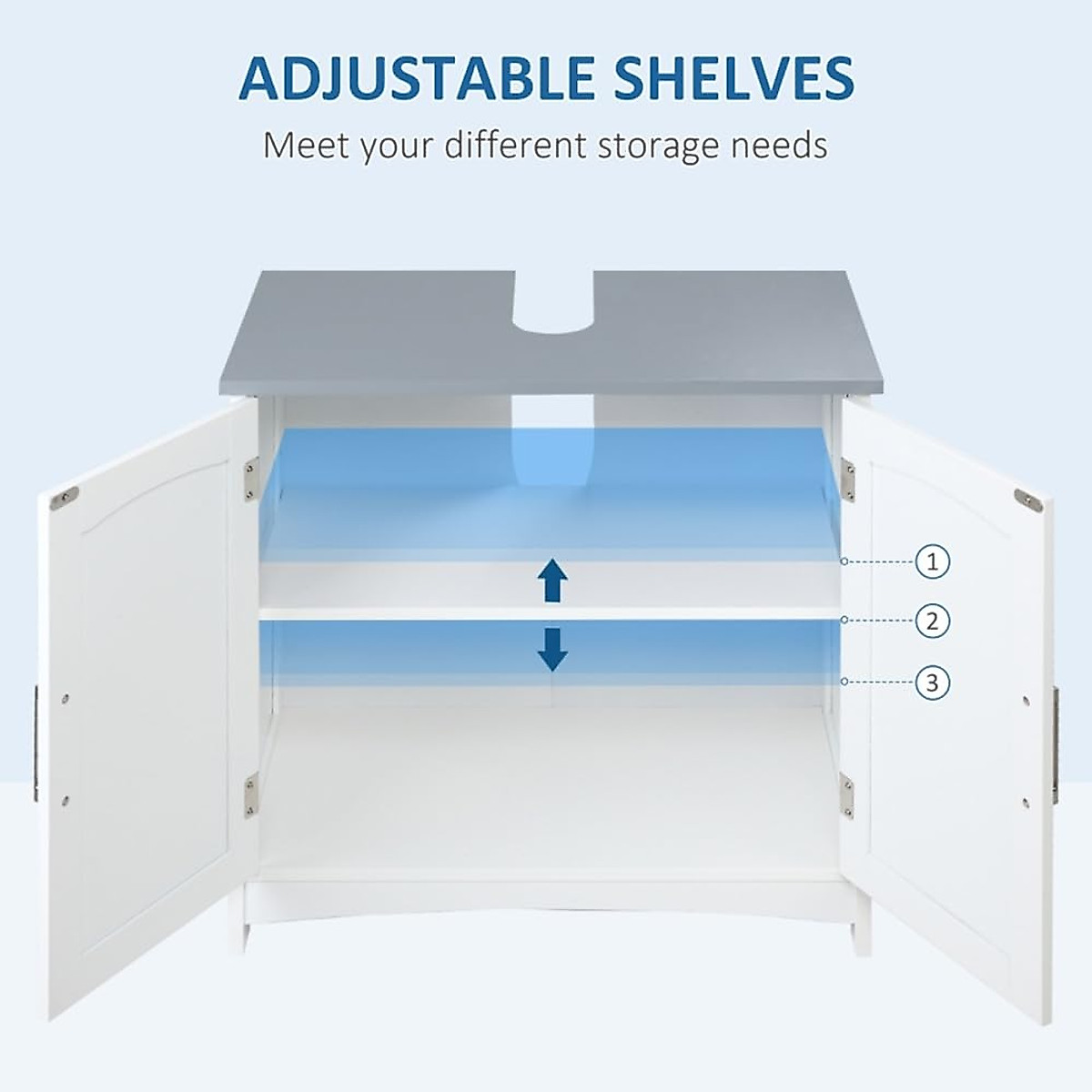 Light Grey Top Pedestal Sink Storage Cabinet, Under Sink Cabinet, Pedestal Sink Storage Bathroom Vanity Cabinet with U-Shape and Adjustable Internal Shelf, 23.5" W x 13" D x 23.5" H