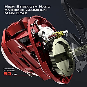 KastKing MegaJaws Baitcasting Reel,9.1:1 Gear Ratio,Left Handed Fishing Reel,New Compact Design,Predator Red