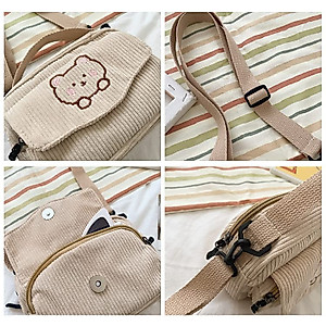 Kawaii Purse Kawaii Corduroy Purse Kawaii Wallet Kawaii Stuff Cute Shoulder Bag Purse Bear Print Beige