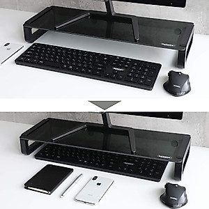 Keeece 3R Systems USB Hub, Equipped Desk Board, USB 3.0, 4 Ports, Width 23.6 inches (60 cm), Tempered Glass, Anti-Slip, Desktop Rack, Black Approx. 22.9 x 8.3 x 3.2 inches (55.7 x 21 x 8.2 cm)