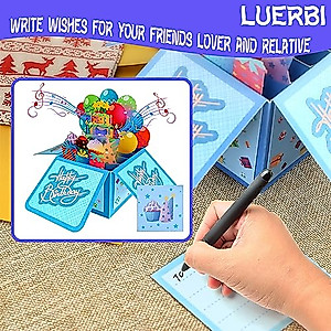 Luerbi Musical Pop Up Birthday Cards, Greeting Popup Cards with Happy Birthday Music for Girls Boys Women Men Husband Wife Mom Dad Daughters