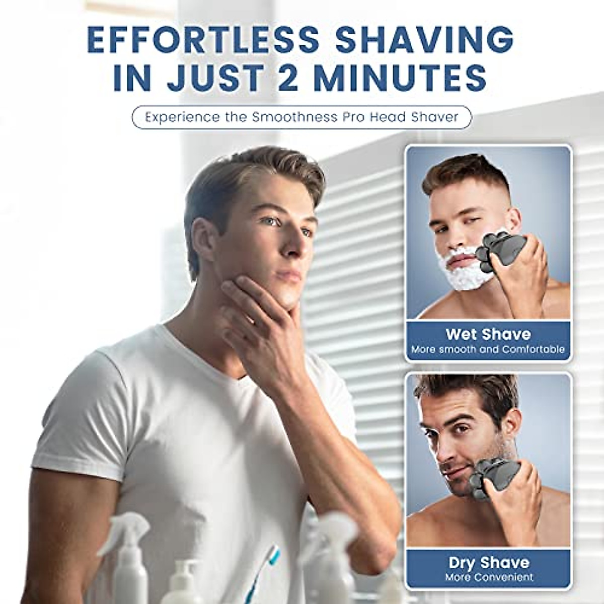 Mr.wintek 8D Head Shavers,Upgrade Head Shavers for Bald Men, Head Electric Razors with Nose Hair Trimmer, Waterproof Wet/Dry Mens Grooming Kit, Anti-Pinch, LED Display, USB Rechargeable (Silver)
