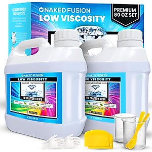 NAKED FUSION - Epoxy Resin 80 OZ KIT- Craft Art Resin -The CRAFTERS RESIN Crystal Clear Casting, Silicone Molds, Flowers, DIY, Art, Wood, River Table, Countertop, Food Safe, Non-Toxic- Heat Resistant