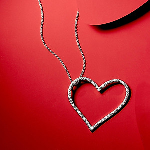 Ross-Simons 0.10 ct. t.w. Diamond Heart Pendant Necklace in Sterling Silver. 18 inches