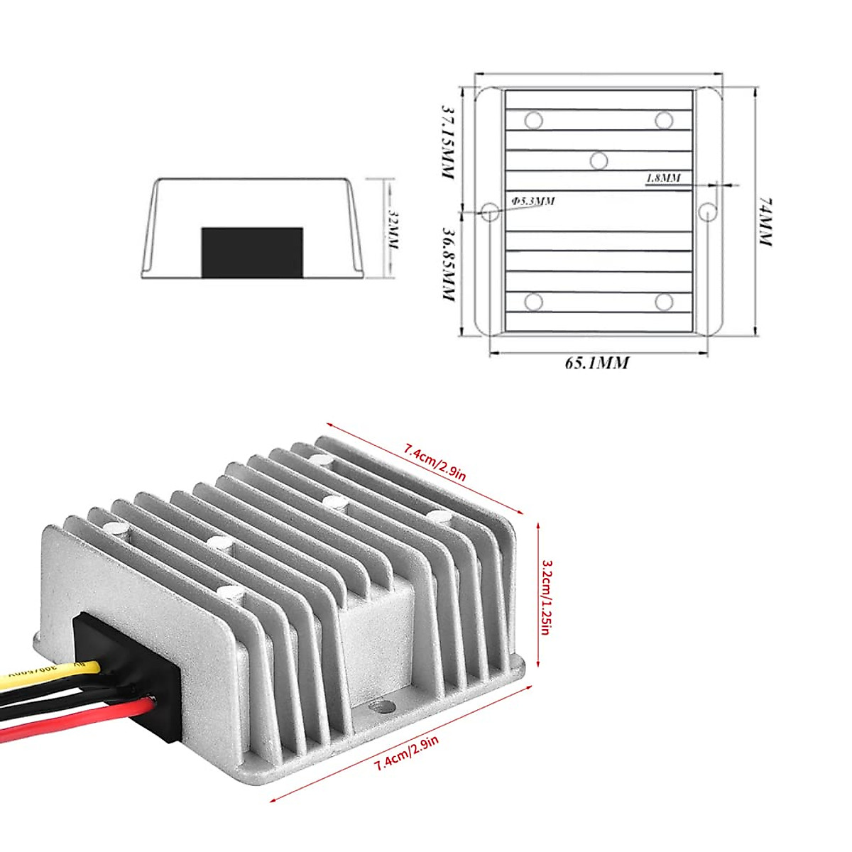 DC 24V Buck Module to 19V 5A Voltage Reducer Converter Waterproof DC/DC Buck Transformer Power Regulator