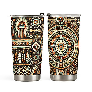 20oz Dreamcatcher Native American Tumbler, Native American Indian Gifts, Coffee Thermos for Women, Men, Stainless Steel Double Wall Vacuum Insulated Coffee Mug, Travel Cup with Lid