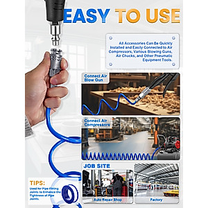 SARDVISA 25 Feet Repairable EVA Recoil Air Hose, Air Compressor Hose with 1/4" NPT Industrial Universal Quick Coupler and I/M Plug Kit, 200PSI Max Air Tool Hose