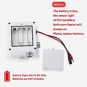 GGStudy Automatic Sensor Matte Black Touchless Bathroom Sink Faucet with Hole Cover Plate Vanity Faucets Hands Free Waterfall Bathroom Water Tap with Control Box and Temperature Mixer