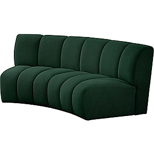 Meridian Furniture 643Green-2PC Infinity Collection Modern | Contemporary Upholstered 2pc Modular Sectional with Luxurious Deep Channel Tufting, Green, 83" W x 41" D x 32.5" H