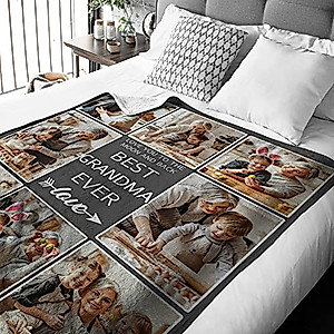 Custom Grandma Blanket with Photos, Gifts for Grandma from Grandson Granddaughter, Grandma Birthday Gifts for Nana from Grandchildren, for Grandma