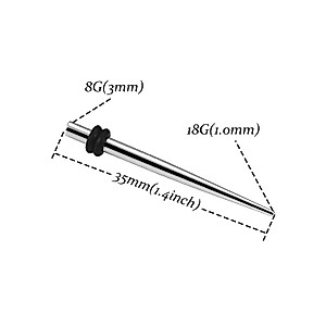 Vsnnsns 8G 316L Surgical Stainless Steel Ear Gauges Stretching Kit Plugs Tapers Insertion Pin for Earrings Nose Rigns Navel Nipple Lip Tongue Rings Jewelry Stretcher Piercing Stretching Kit Tools