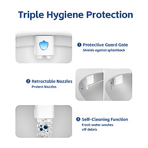 Auterfar Bidet Attachment for Toilet, Dual Nozzle with Self-Cleaning Bidet Toilet Seat, Non-Electric Ultra-Thin Bidets for Existing Toilets, Rear/Feminine Wash with Adjustable Water Pressure