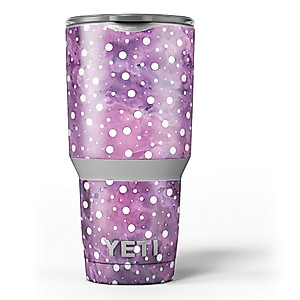 Design Skinz White Polka Dots Over Purple Pink Paint Mix - Skin Decal Vinyl Wrap Kit Compatible with The Yeti Rambler Cooler Tumbler Cups