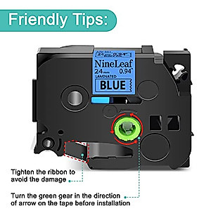 NineLeaf 2 Pack Compatible for Brother P-Touch Label Maker Tape 24mm TZe551 TZe-551 TZ-551 TZ551 Black on Blue Laminated 1 inch TZe TZ Tape for PT-D600 PT-P710BT PT-P700 PT-E550W PT-P750W PT-E800W