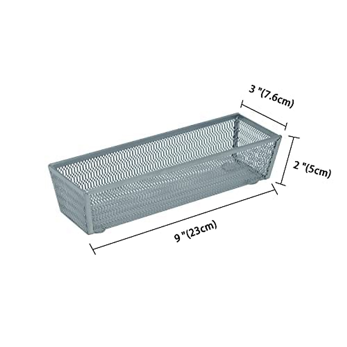 Neudeco Mesh Drawer Organizer,Silverware Drawer Organizer,Metal Cutlery Tray and Utensil Organizer for Flatware,Knives,Spoon, Cosmetic (Silver)