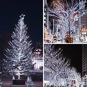 BHCLIGHT 2 Pack Each 72FT 200 LED Solar String Lights Outdoor, Waterproof Solar Fairy Lights with 8 Modes, Solar Outdoor Lights for Christmas Tree Patio Garden Party Decoration Wedding (Cool White)