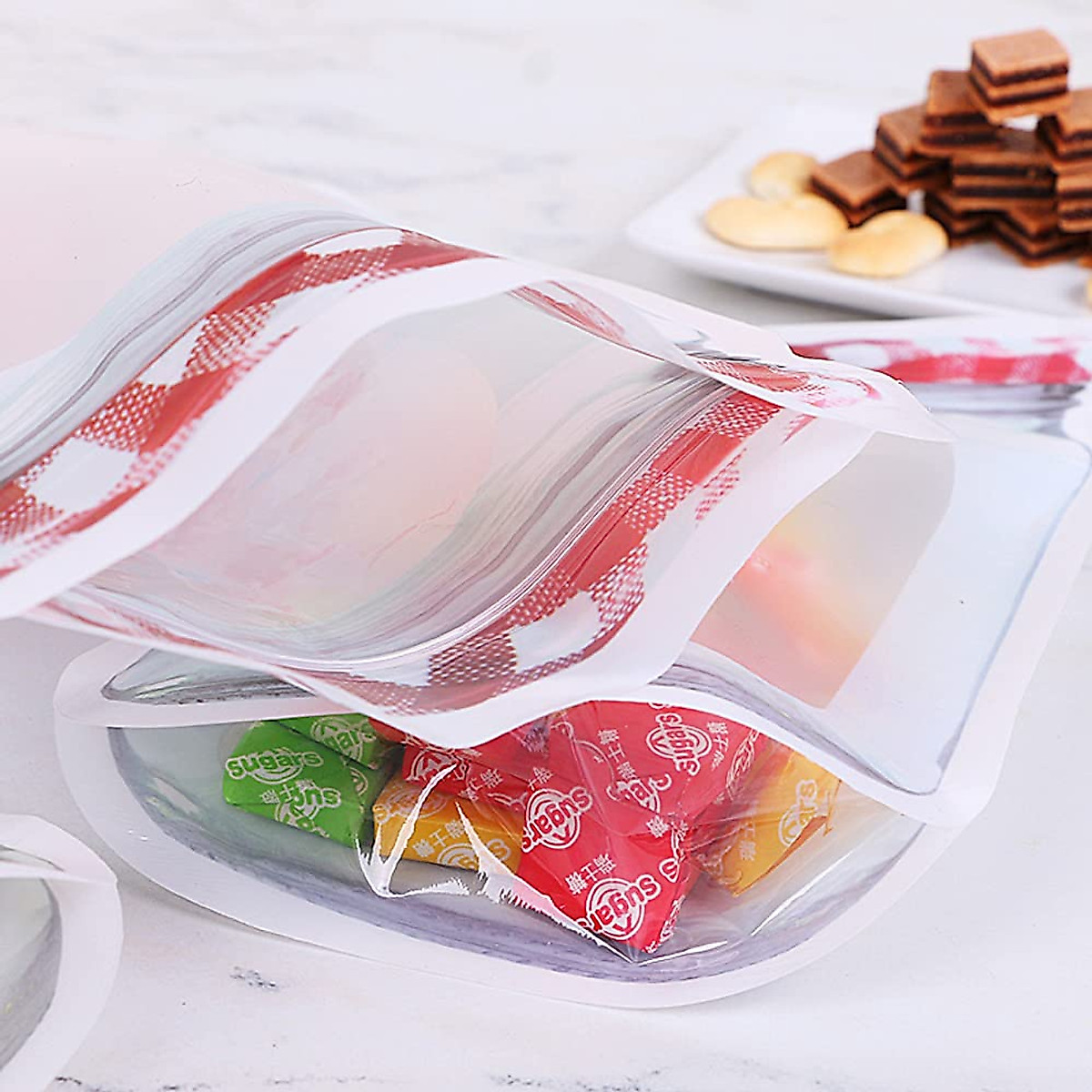 100 Pieces Mason Jar Bottle Ziplock Bag Creative Zipper Packaging Bag Food Storage Stand Up Pouch Bags (4.25x6.06 Inch)