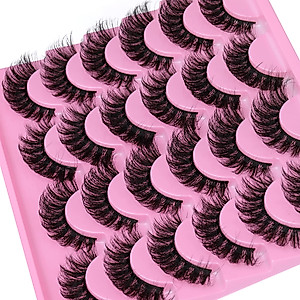 False Eyelashes Natural Lashes Pack 15mm Fluffy Mink Lashes Natural Look Wispy Cat Eye lashes False Lashes 14 Pairs Multipack by Yawamica