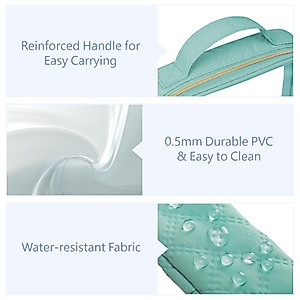 PACKISM TSA Approved Toiletry Bag, 2 Pack Clear Makeup Bags with Handle Large Opening, Clear Toiletry Bags Fit Carry-on Travel Essential, Clear Travel Bags for Toiletries, Turquoise Green