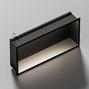 Neodrain LED Tube Shower Niche, 24"X12" Matte Black Wall Niche, Stainless Steel Bathroom Niche with Non-dimmable Led Light, Recessed Shower Niche Cubby for Shampoo NO Tile Needed