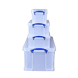 Really Useful 48 + 12 + 9 + 3 Litre Storage Box, Clear, Starter Pack