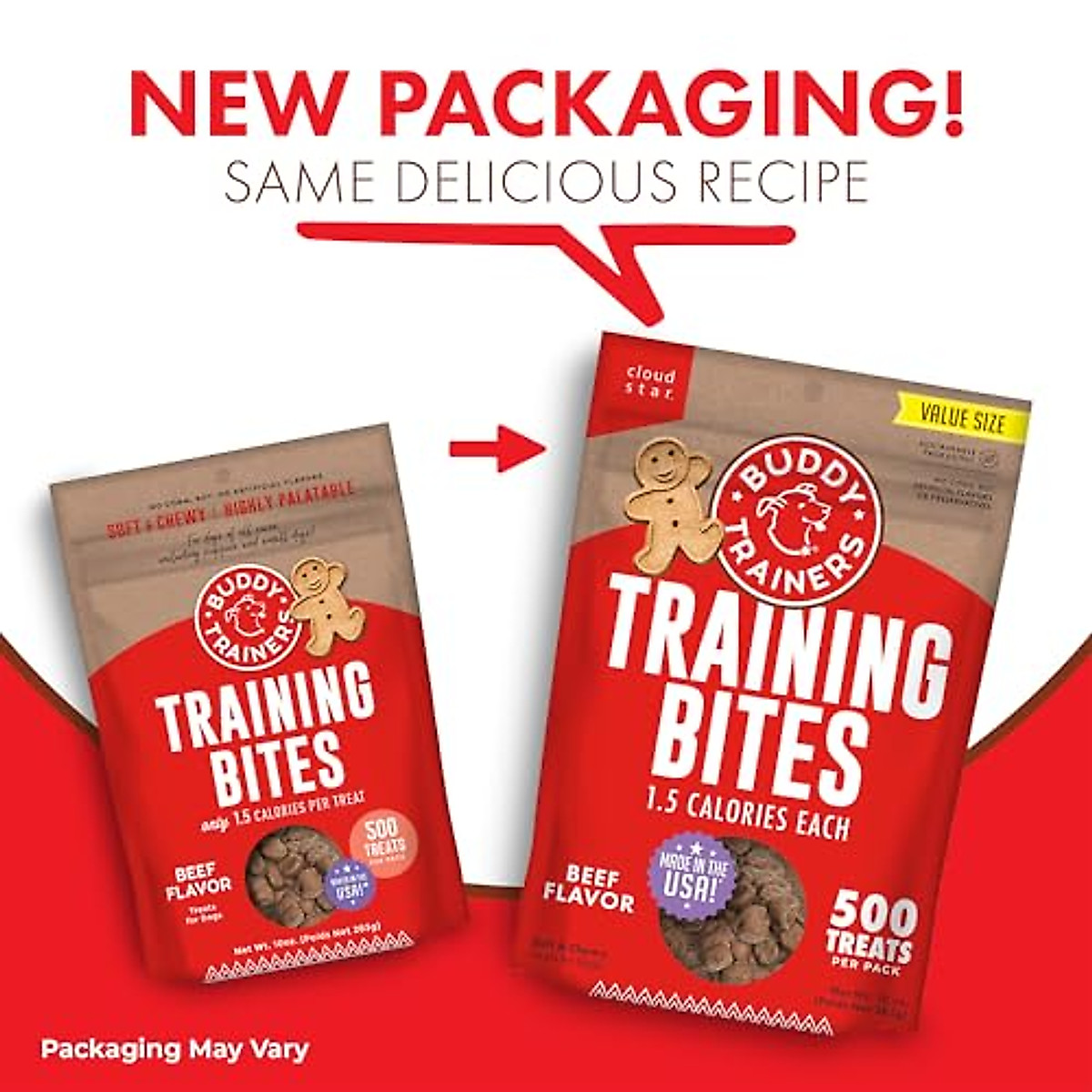 Buddy Biscuits Trainers Training Bites Soft & Chewy Dog Treats, Beef, 10 oz. Pouch