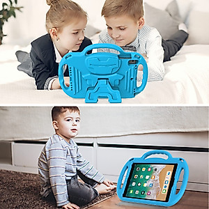 AVAWO Kids Case for 9.7" iPad 6th Generation Kids Case, iPad 5th Generation Case, iPad Air 2 Case - with Shoulder Strap, Shockproof Handle Stand Cover for iPad 9.7" 2017(5th Gen) 2018 (6th Gen)-Blue