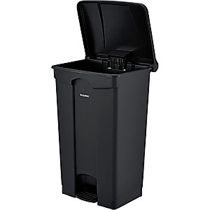Global Industrial Plastic Rectangular Step On Trash Can, 23 Gallon, Black