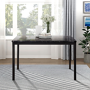 Lexicon Archglen Metal Dining Table with Faux Marble Top, Black