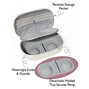 Momcozy Breast Pump Bag for Hands-Free Wearable Breast Pumps, Hard Shell Case with Removable Tray, Watertight Breast Pump Storage Bag for Pumping Bag, Diaper Bag, or Handbag（Holds 2 Pumps）