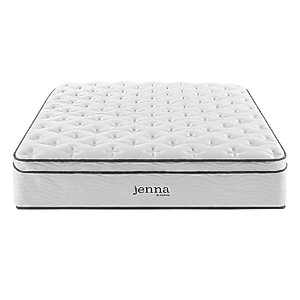 Modway Jenna 14” Innerspring and Memory Foam Queen Mattress With Individually Encased Coils, White