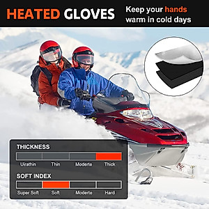 Heated Gloves for Men Women Heated Motorcycle Glove Electric Waterproof Heating Gloves Touchscreen Warming Rechargeable Battery Hand Warmers w/ 12V Motorcycle Cable for Outdoor Work Motorcycling Bike