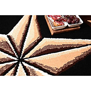 Furnish my Place 625 Star Black Texas Western Star Decor Cowboy Area Rug, Stain Resistant Mat, Latex Backed Rugs, Black (2'x8')